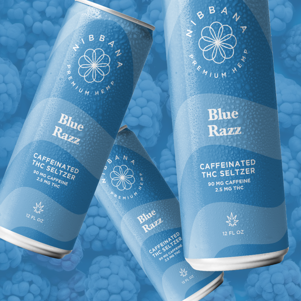 Blue Razz THC Seltzer 4-Pack | 2.5mg Microdose + Caffeine | Nibbana